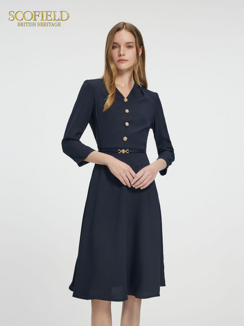 Scofield women's clothing quiet luxury style seven-point sleeve V Neck ...