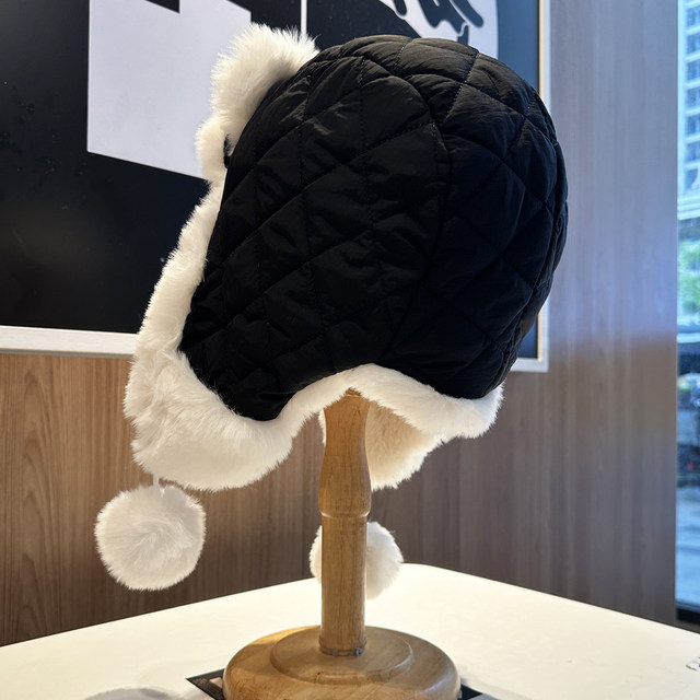 Stitched plush lob strap Lei Feng hat for women in autumn and winter ...