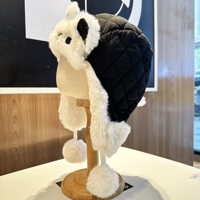 Stitched plush lob strap Lei Feng hat for women in autumn and winter ...