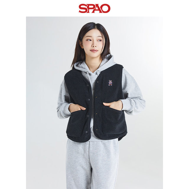 SPAO Korea's same 2024 winter new product women's cold-proof bear Woodie vest SPFZE4VG40