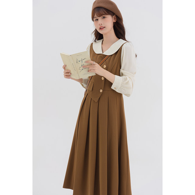 Lathamberg retro long -sleeved fake two dresses, new women's early ...