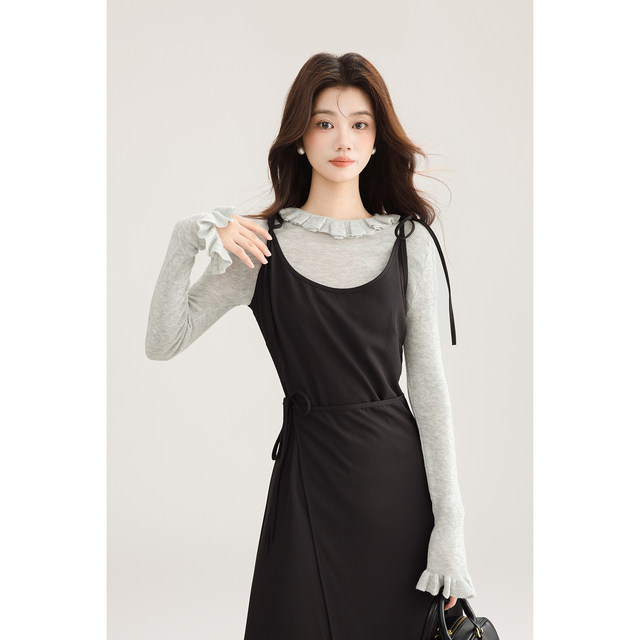 La Chapelle's new autumn ruffled design sweater + strap waist suspender ...