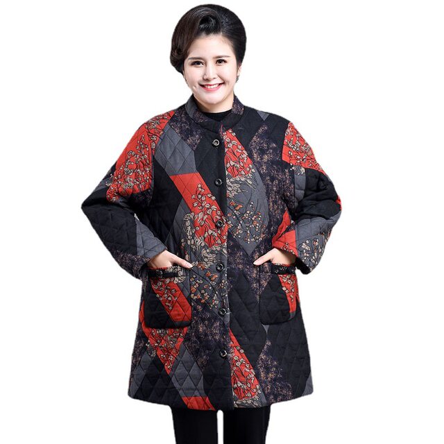 Mom's cotton padded jacket for fat old lady extra large size women's ...