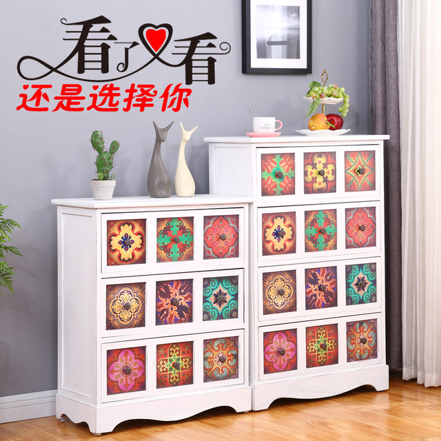 Retro solid wood bucket cabinet five -bucket cabinet storage storage ...