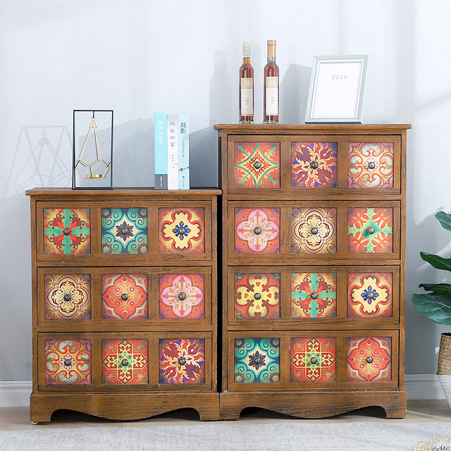 Retro solid wood bucket cabinet five -bucket cabinet storage storage ...