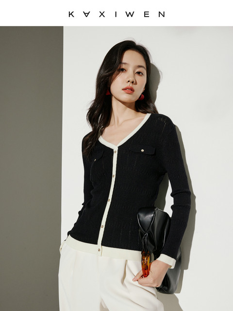 Jason Wen sweater for women 2024 spring new style slim fit v-neck ...