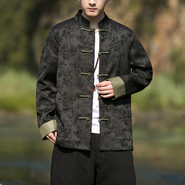 Chinese style men's dark pattern jacquard Chinese Tang suit jacket ...