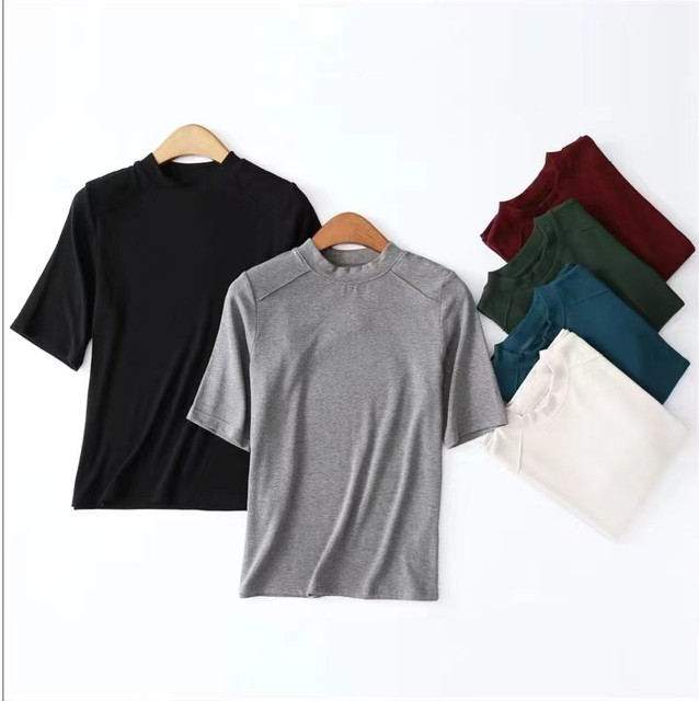 Basic model! 2024 autumn half-high collar women's outer wear slimming three-quarter sleeve ...