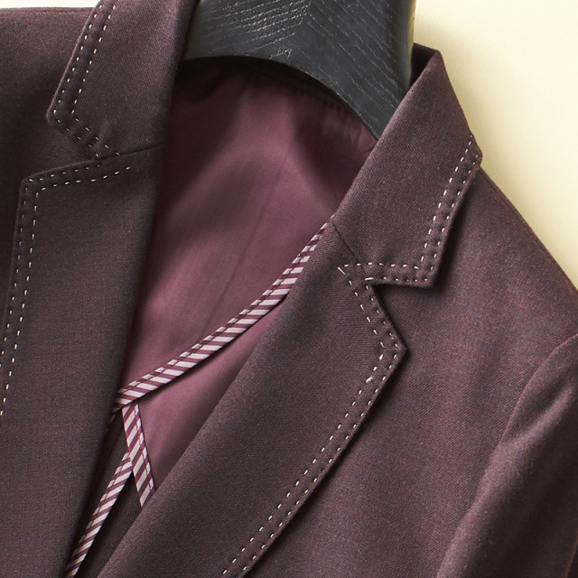 Dark wine red chic small blazer women's slim fit thin worsted wool suit