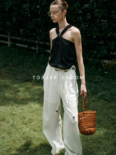 Selected copper-ammonia silk vacation style design halter neck ...