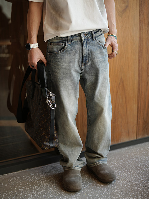 American high street simple and versatile washing and grinding white ...