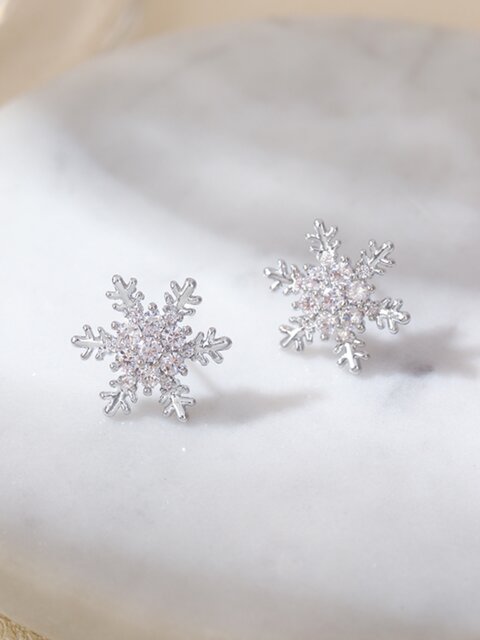 Autumn and winter snowflake earrings 2024 new tide Korean Internet ...