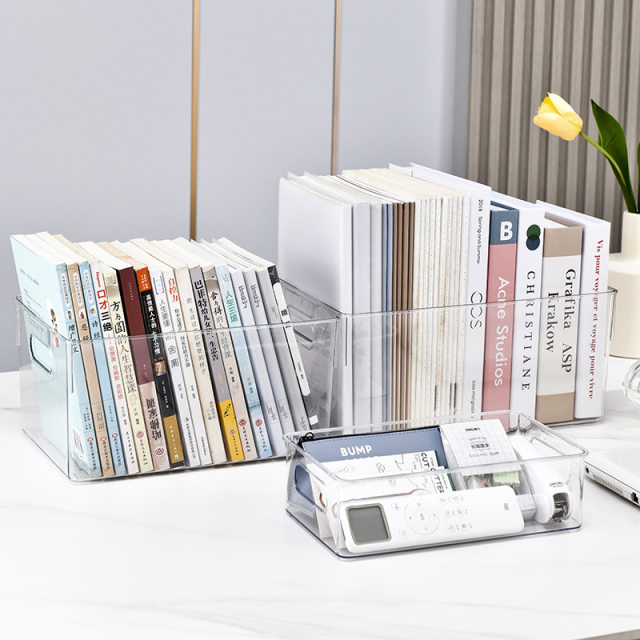 Desktop book storage box transparent desk miscellaneous stationery ...