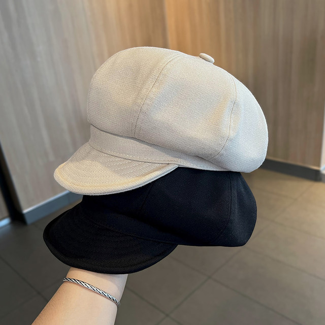 Soft brim octagonal hat for women in autumn and winter, versatile ...
