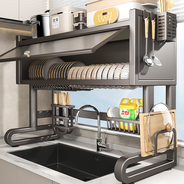 Stainless steel kitchen sink rack dish storage rack dishwashing sink ...