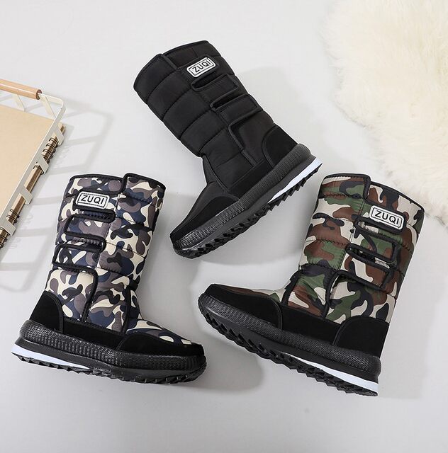 Northeast large cotton boots snow boots men's mid-calf warmth and cold ...