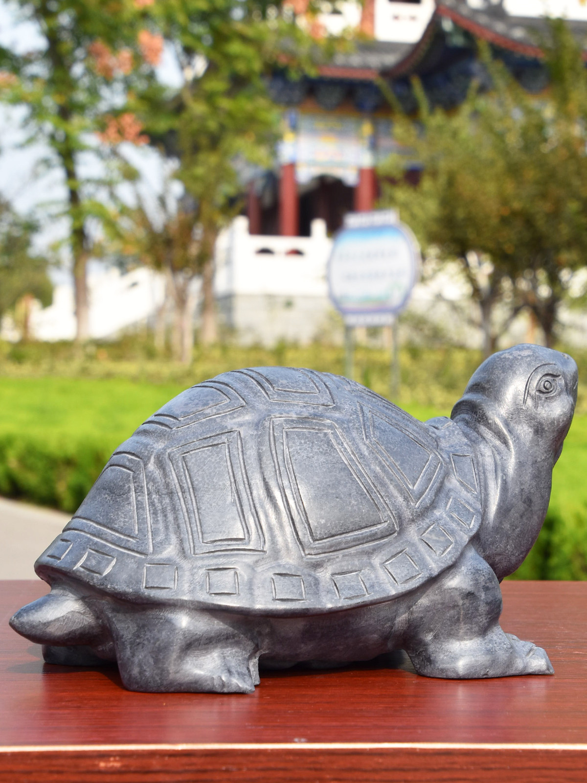 Jiaxiang Stone Turtle Carving - Natural Bluestone Ornament