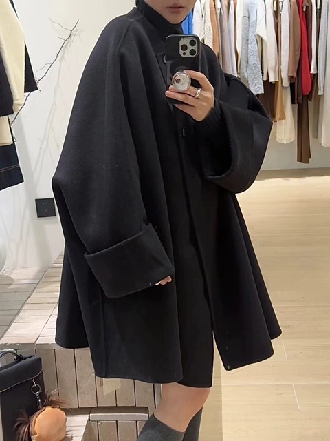 100% wool Korean style loose cloak coat for women autumn and winter ...
