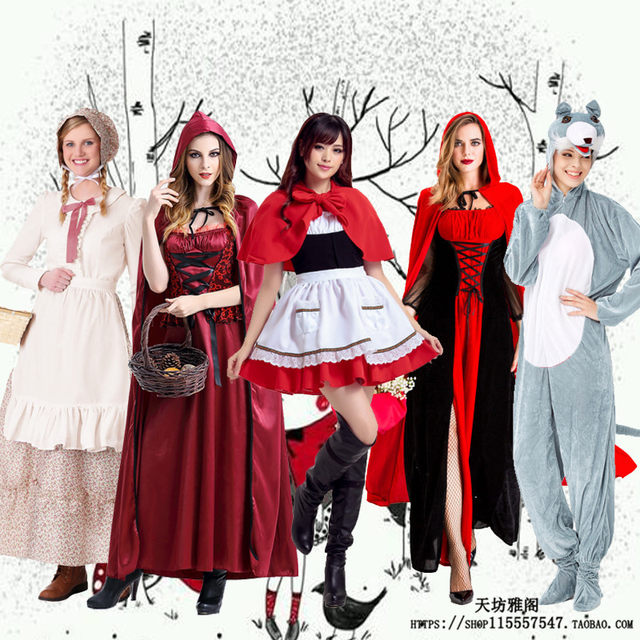 Halloween stage performance clothing Green Fairy Tale Little Red Hat ...