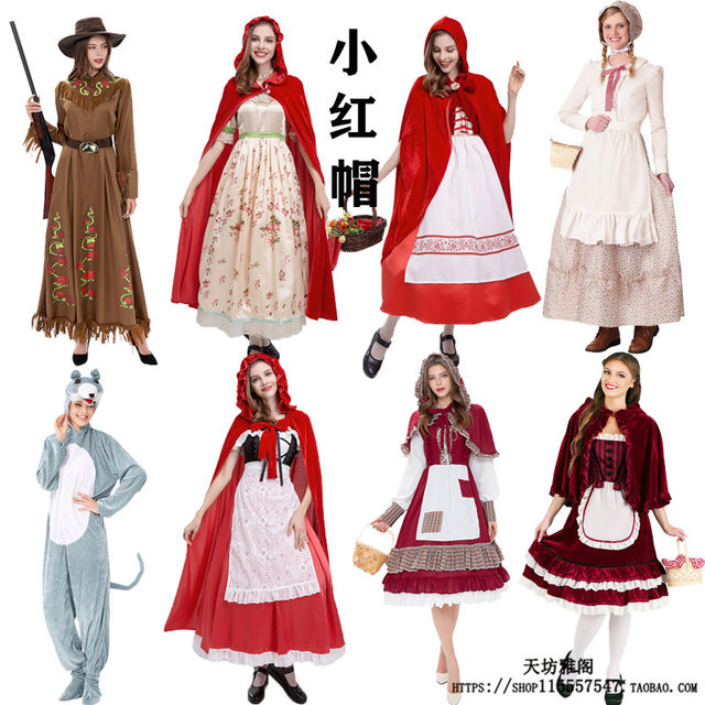 Halloween stage performance clothing Green Fairy Tale Little Red Hat ...