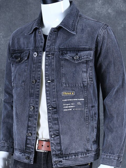 Spring and autumn men wearing denim jackets Construction workers with ...