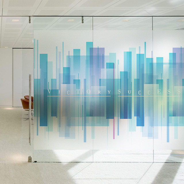 Blue Simple frosted sticker office partitions abstract geometric ...
