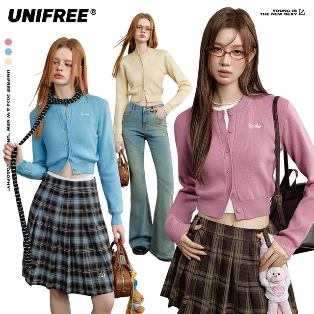 Unifree short sweater cardigan cardigan American retro hot girl little