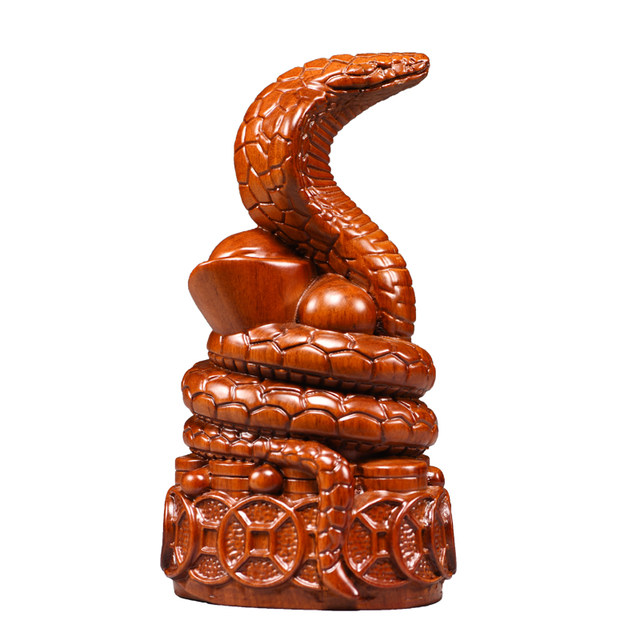 Rosewood snake ornaments, solid wood carvings, twelve zodiac animals ...