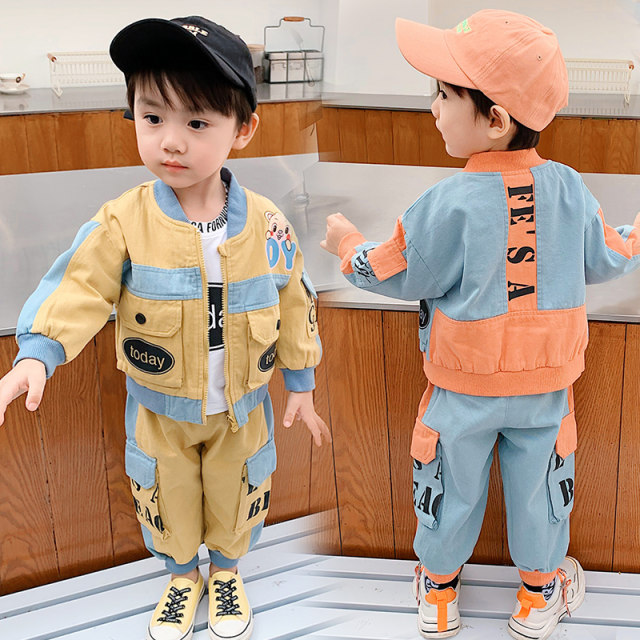 Children's clothing autumn suit boys work clothes three-piece set 2024 ...