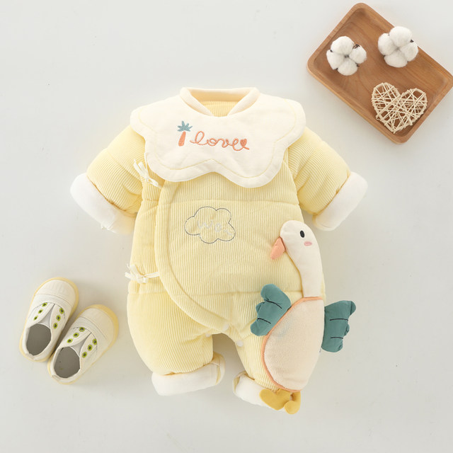 Newborn conjoined clothing warm and thick set of autumn and winter men ...