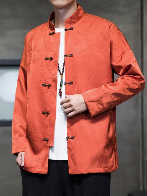 Chinese style men's autumn and winter satin buckle Tang suit Hanfu ...