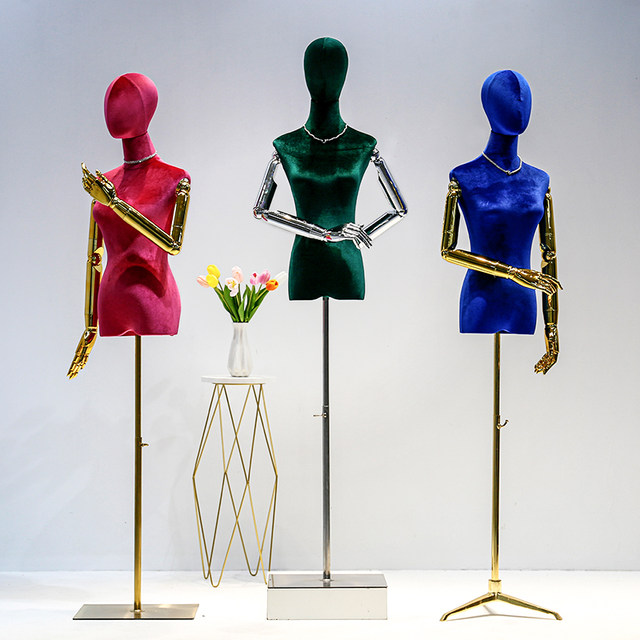 Female model props women's clothing store colorful model shelf window ...