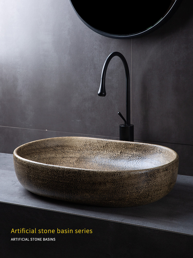 Lavabo de Encimera Cerámico Draichi 828-08 - Lavabo Art Deco Retro Grande