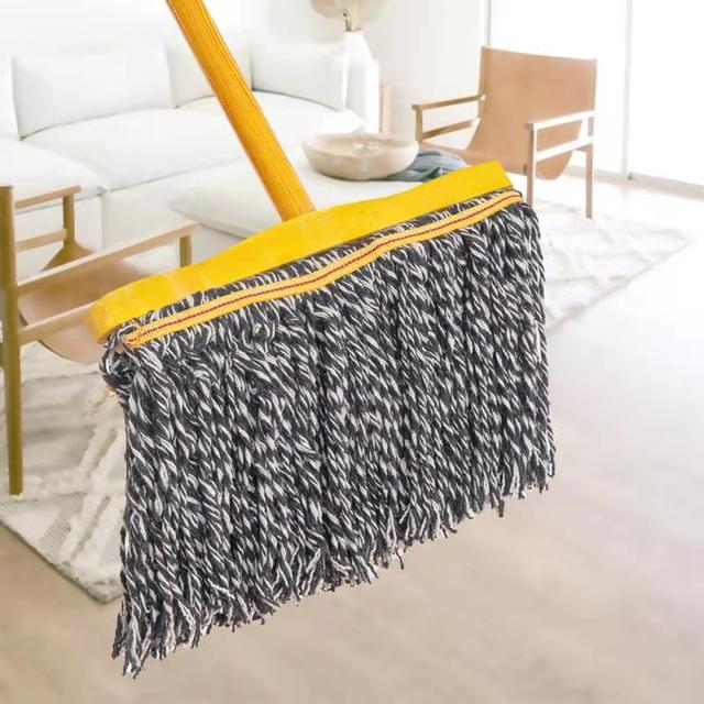 Wood mop cotton thread household old-fashioned mop dust push mop school ...