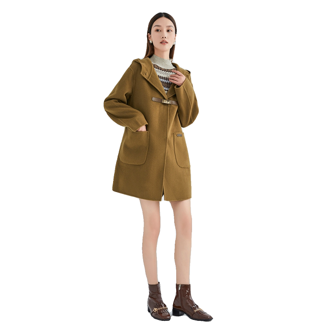 Lucidy Rusty Women's Mid-Length Double-sided Wool Coat 24 Winter Sheep ...