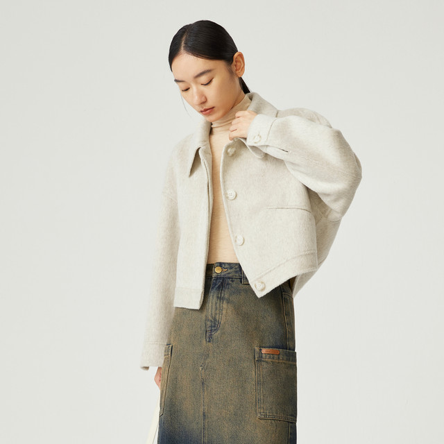 indicia beige short woolen jacket winter new style shopping mall same ...