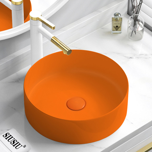 Orange matte ceramic countertop basin wash basin wash basin hot and ...