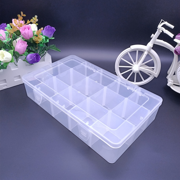 Large 15-compartment transparent detachable plastic desktop storage box ...