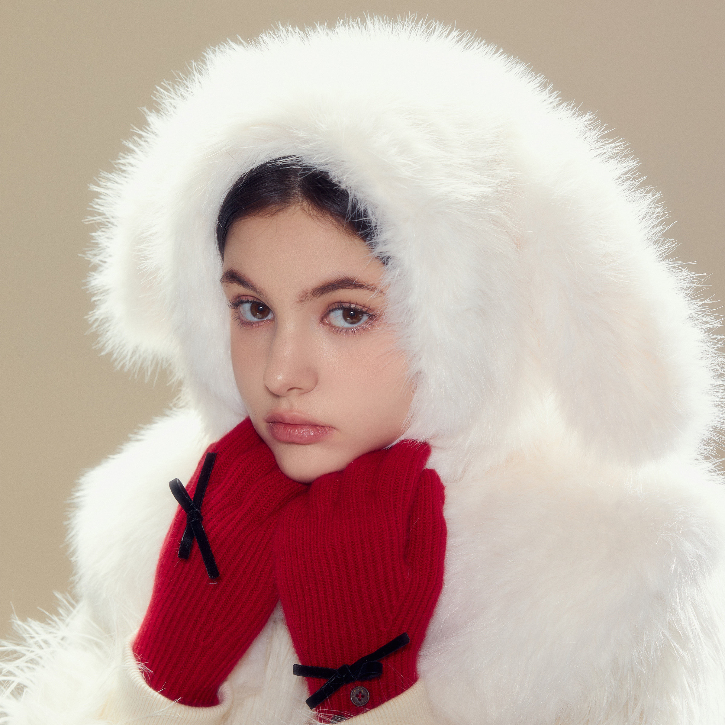 Sunsetpark White Furry Cute Puppy Shawl Hat for Women Winter