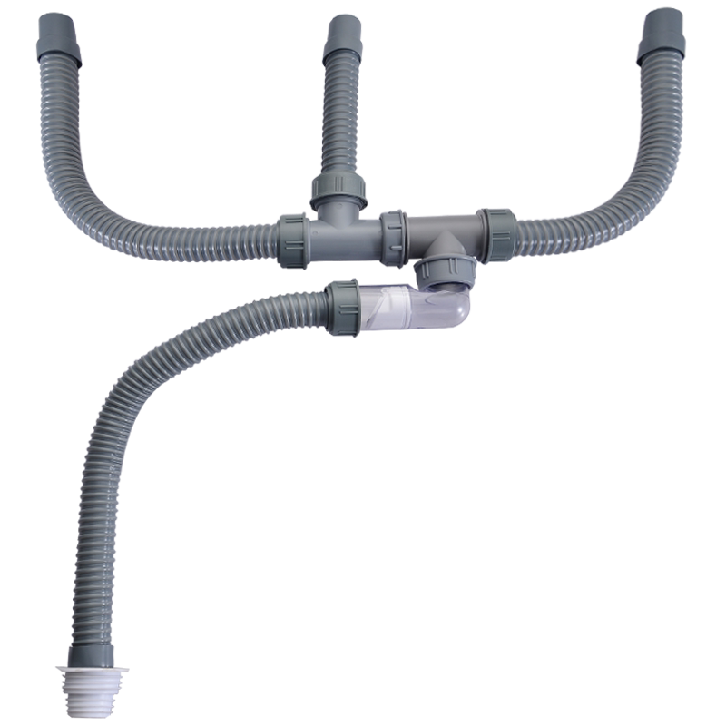 Mu rui Four-Way Sink Drain Pipe - Three-End Connection - Odorproof PVC