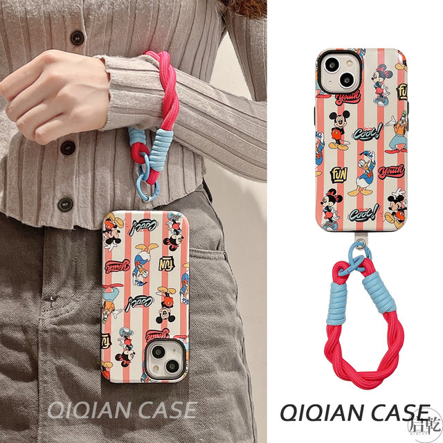 Qiqian cute little mouse wrist strap iPhone15 mobile phone case suitable for Apple 14/13 promax ...