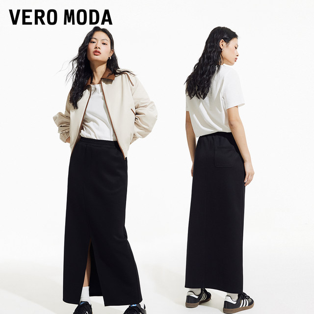 Veromoda Ole Half Skirt 2024 Autumn and Winter New Leisure Sports Vientiane Skirt Plasma Simple Long