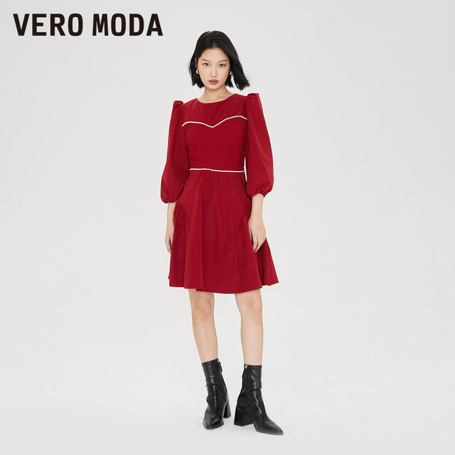 VeroModa Outlet Dress 2024 Early Autumn New Temperament A Swing Puff Sleeves Waist-Reducing Age ...