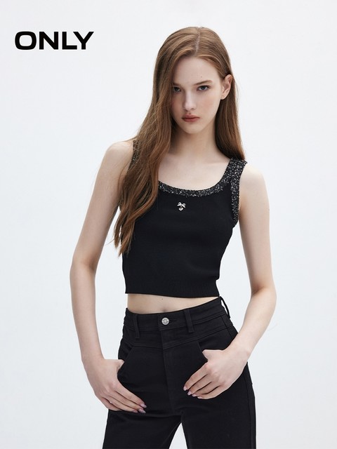 ONLY Outlet Spring Slim U-neck Sleeveless Sling Short Knit Sweater for ...