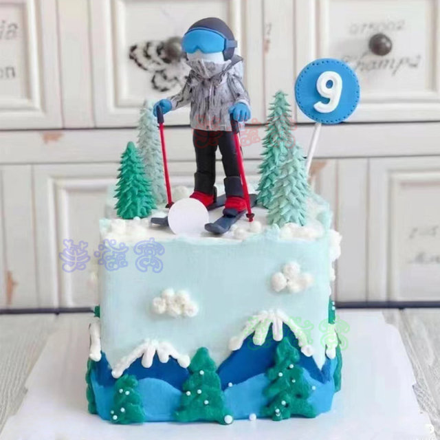 Internet celebrity customized ski sports theme birthday cake for boys ...