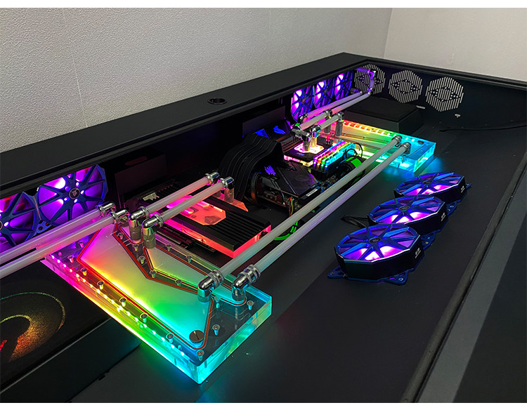 Btooer Computer Case with Integrated Desk - Full Tower Transparent PC Case