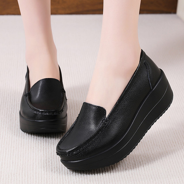 2024 spring thick-soled genuine leather soft-soled casual and ...