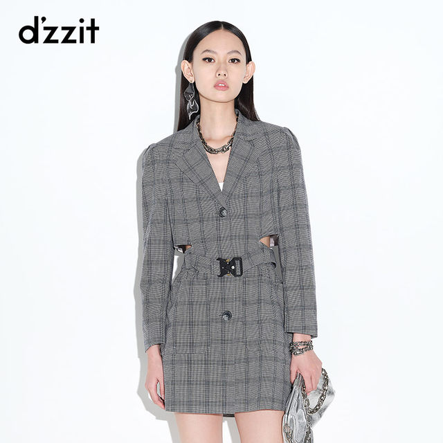 dzzit Disu Olayxia autumn retro plaid waistless dress for women 3D2O6023D