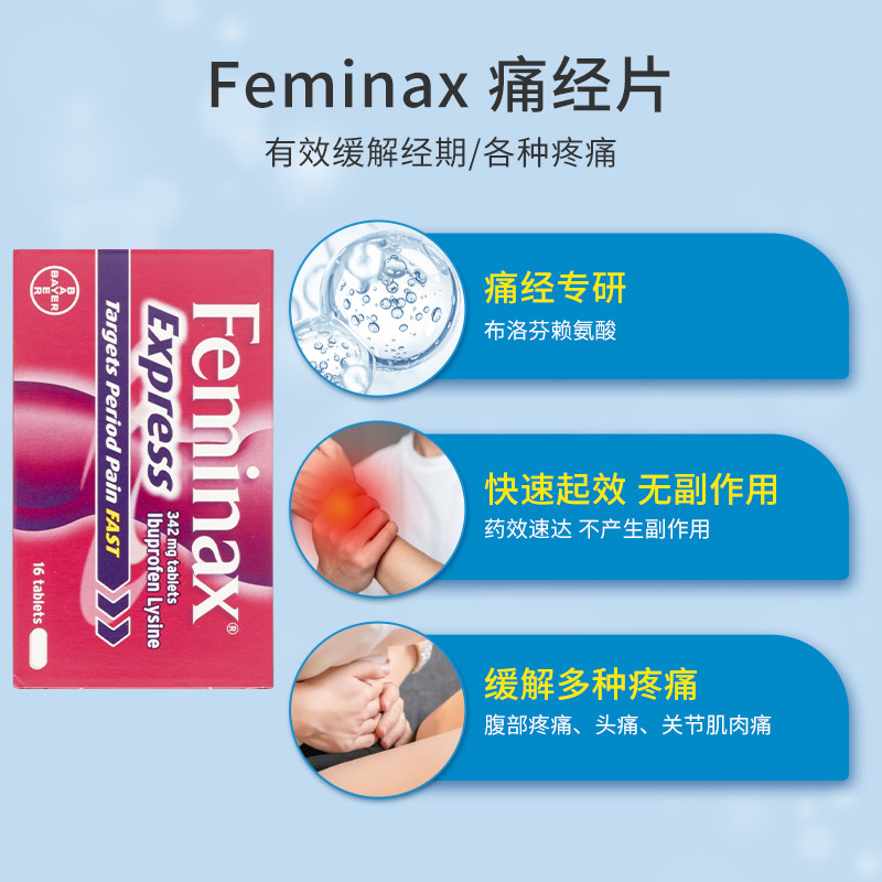 Comprimés Feminax pour soulager les douleurs menstruelles - 16 comprimés
