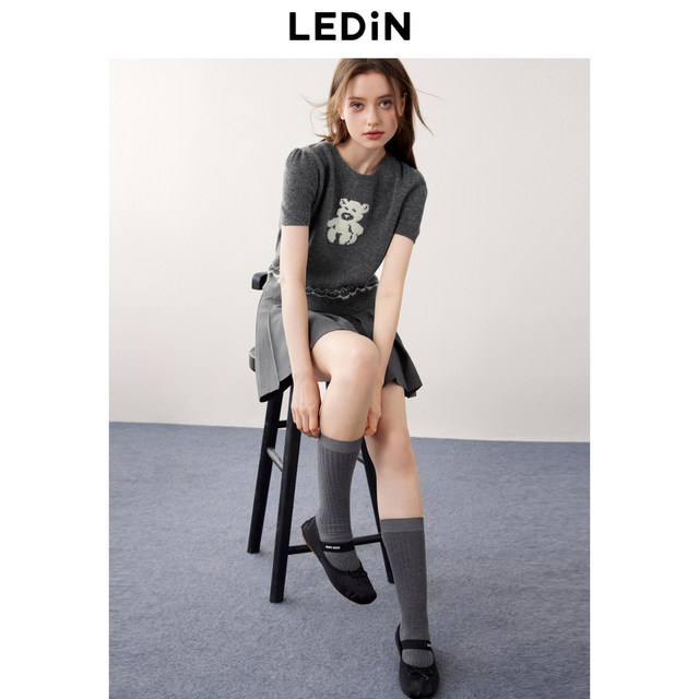 Leding bear sleeve style short-sleeved pullover for women 2024 autumn ...
